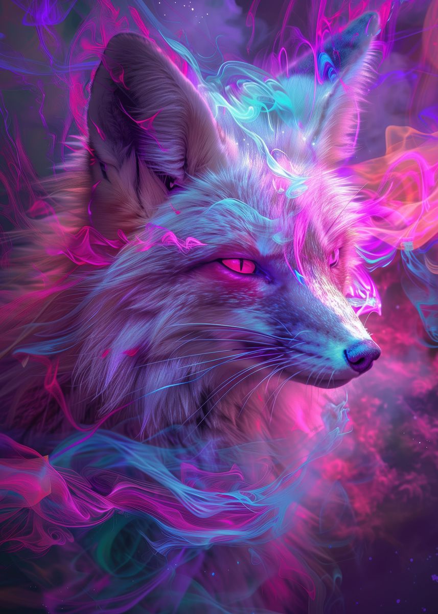 'Psychedelic Fox' Poster, picture, metal print, paint by TESSERACT 07 ...