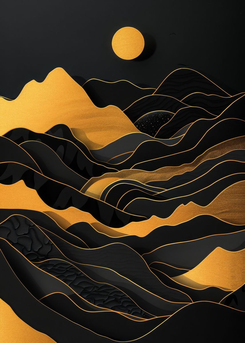 'Gold Abstract' Poster, picture, metal print, paint by Kai Tanaka ...