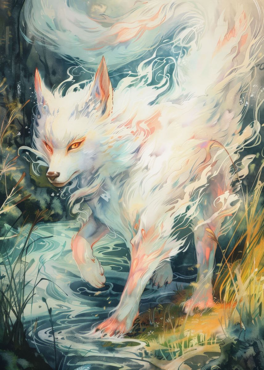 'White Kyubi' Poster, picture, metal print, paint by Mason Scott | Displate