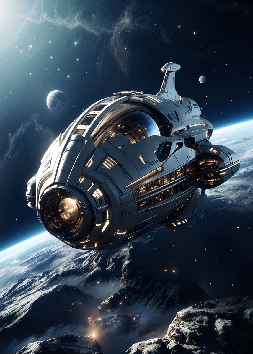 'Spacecraft in Orbit' Poster, picture, metal print, paint by The ...