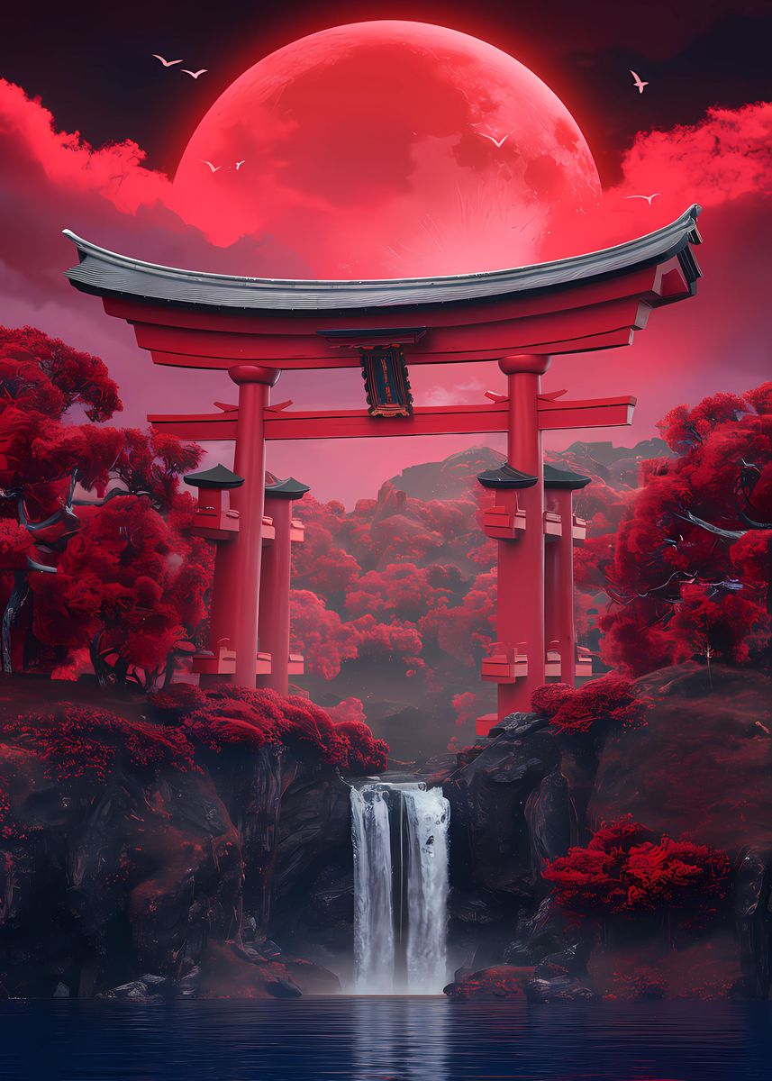 'Japanese Gate 1' Poster, picture, metal print, paint by SolArt | Displate