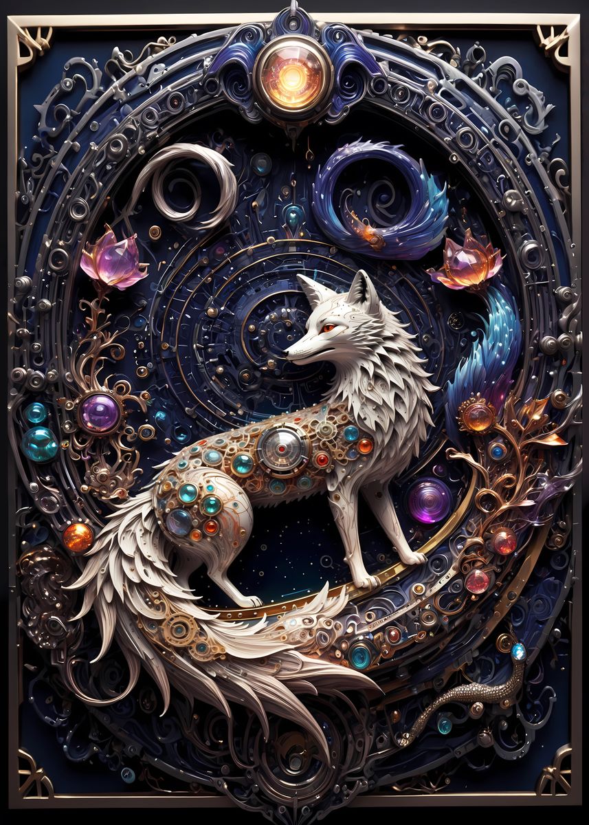 'Celestial Steampunk Fox' Poster, picture, metal print, paint by Luong ...