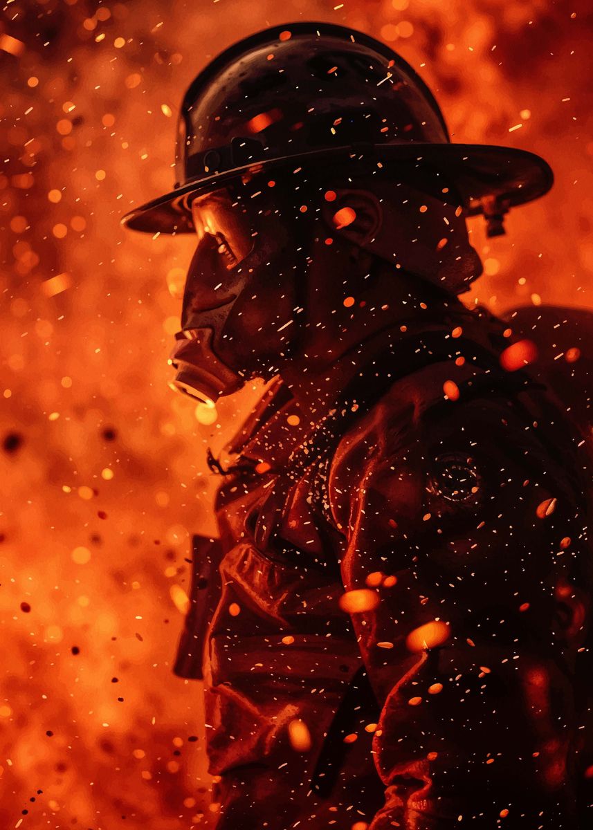 'Firefighter Fireman' Poster, picture, metal print, paint by Nia Harvey ...