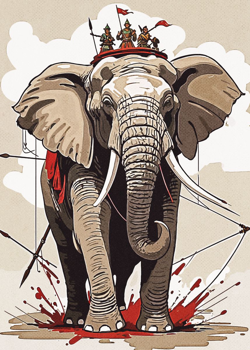 'Elephant War ' Poster, picture, metal print, paint by Hamka Risha ...