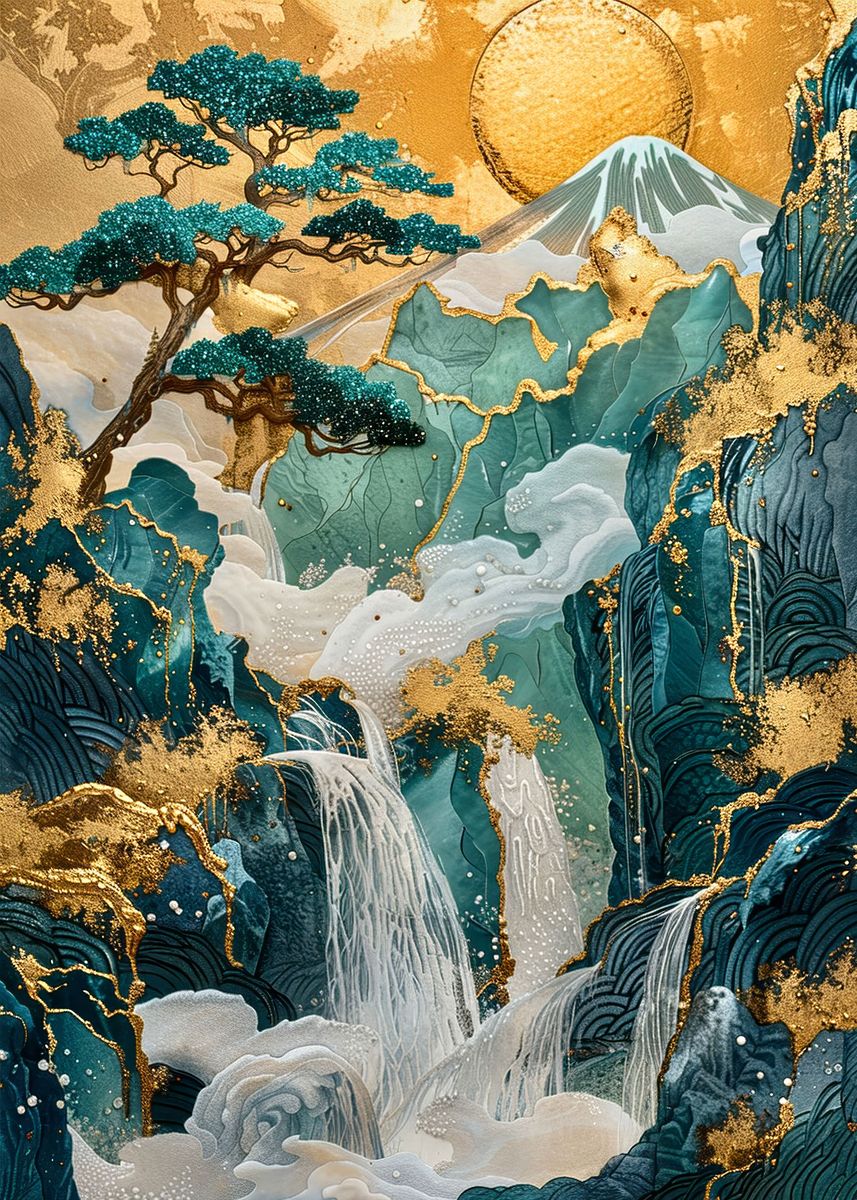 'Abstract kintsugi art ' Poster, picture, metal print, paint by Simon ...