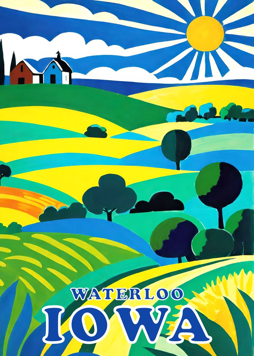 'Waterloo Iowa Farms' Poster, picture, metal print, paint by ...