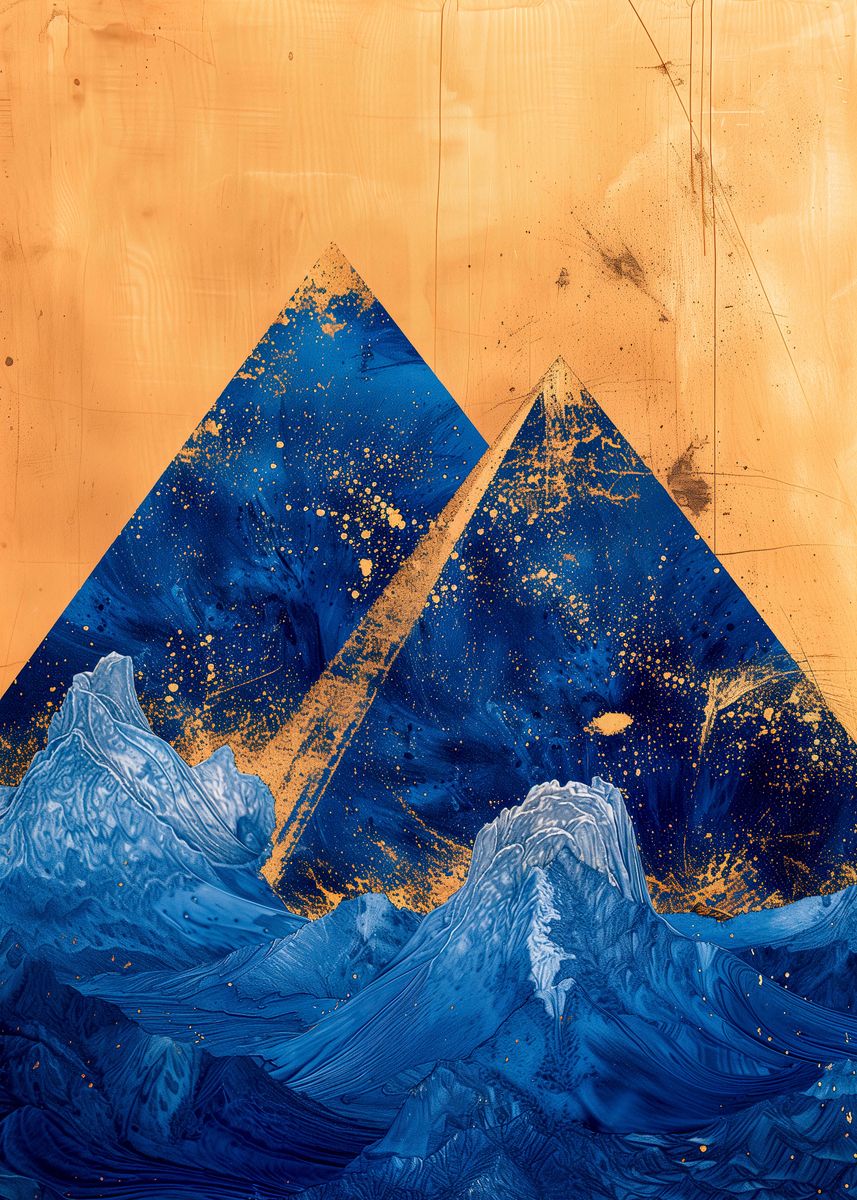 'Blue Pyramids' Poster, picture, metal print, paint by The creative Hub ...