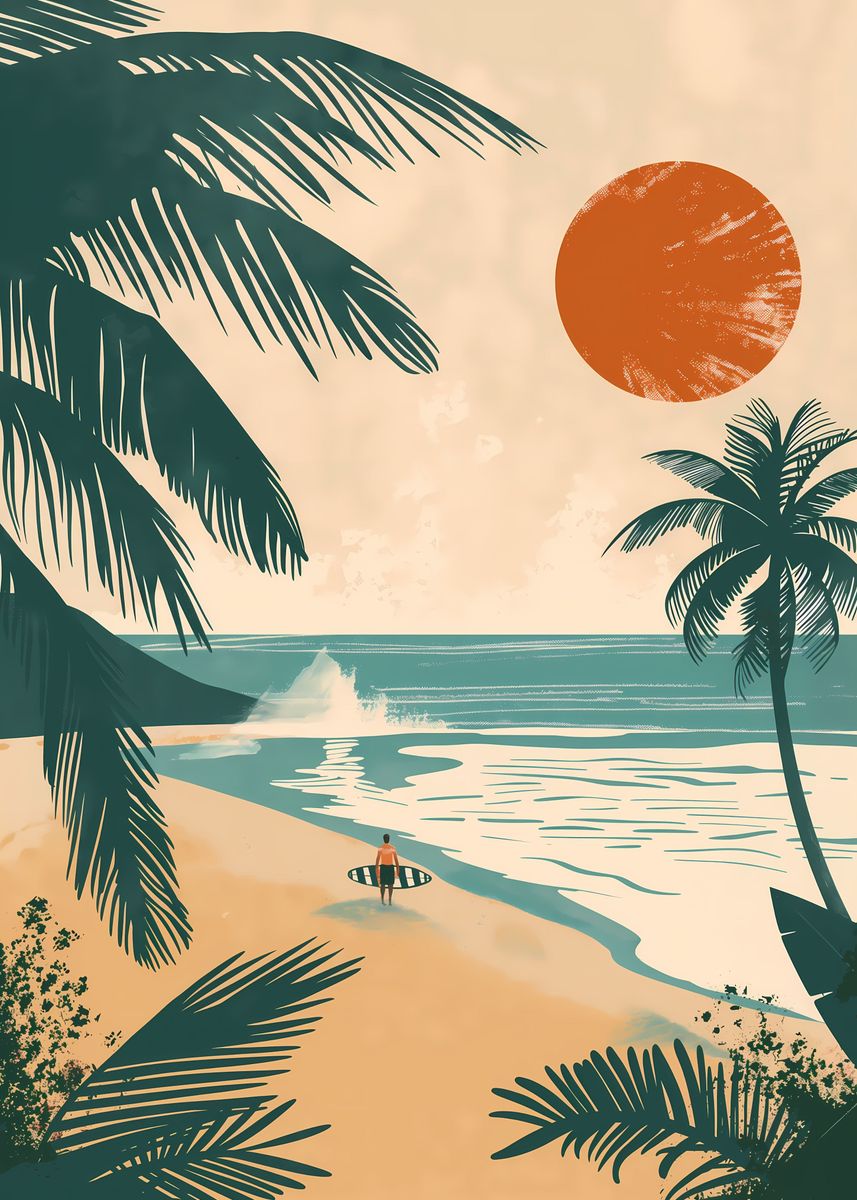 'beach paint illustration' Poster, picture, metal print, paint by LAST ...