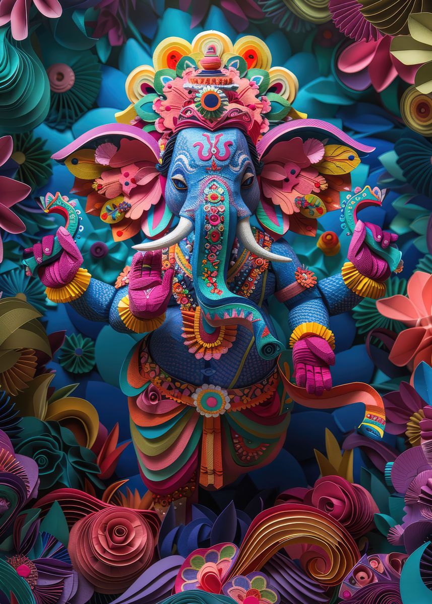 'Ganesha Paper Art' Poster, picture, metal print, paint by Nathapol ...