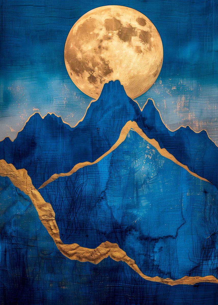 'Golden Moon' Poster, picture, metal print, paint by The creative Hub ...