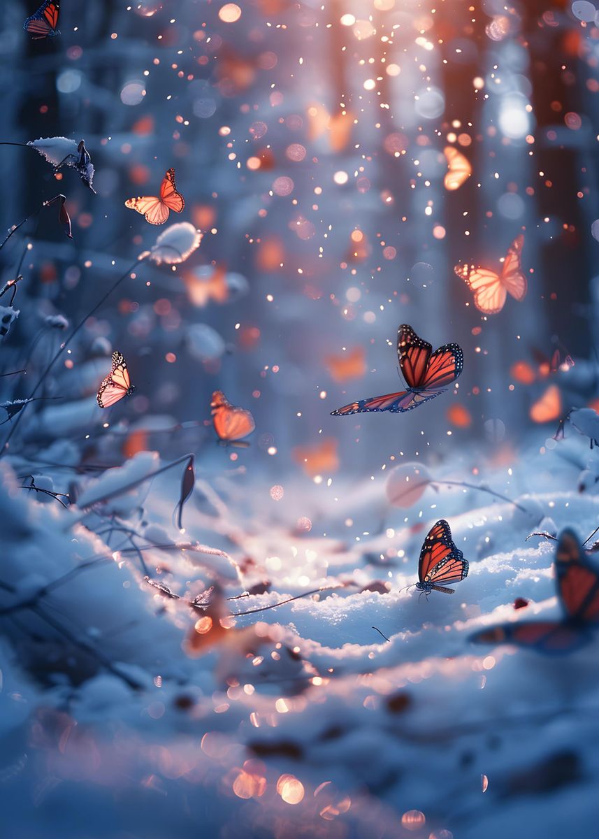 'Snow Butterfly Wonderland' Poster, picture, metal print, paint by ...
