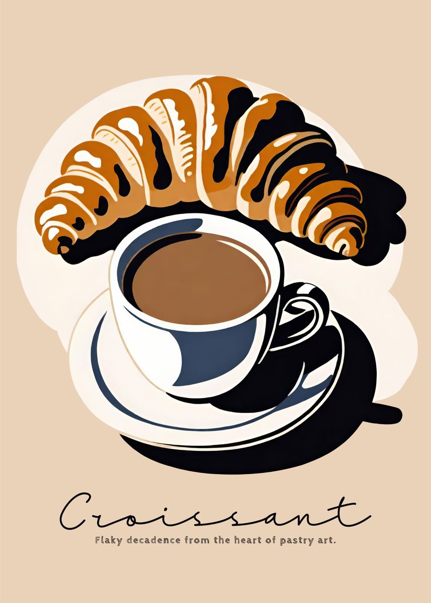 'Croissant Poster' Poster, picture, metal print, paint by ...