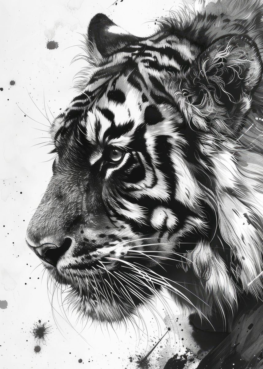 'Wild Tiger Ink Painting' Poster, picture, metal print, paint by ...