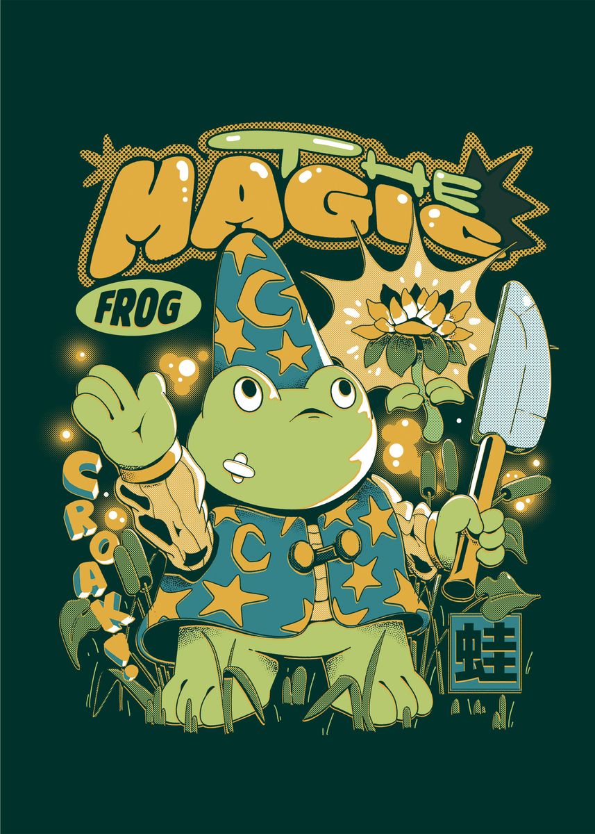 'Magic Frog' Poster, picture, metal print, paint by Ilustrata | Displate