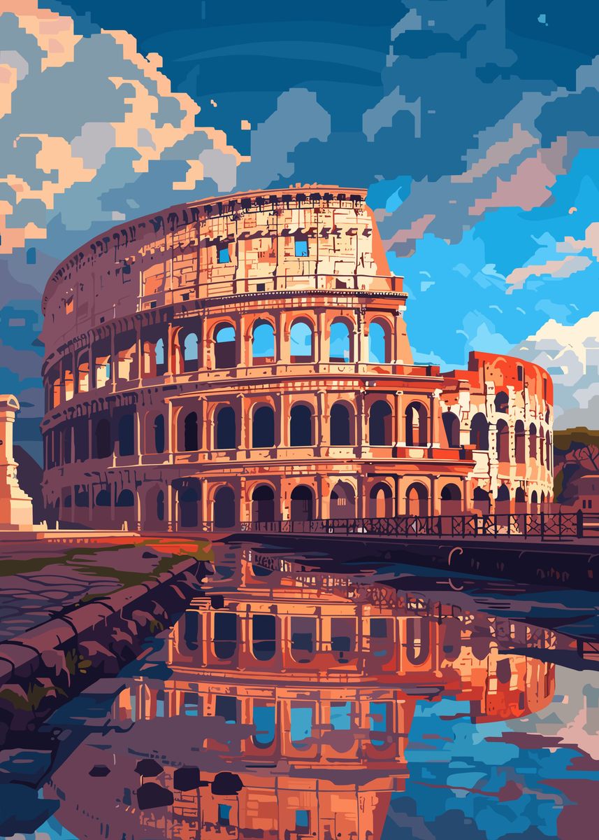 'Rome Colosseum Pixel Art' Poster, picture, metal print, paint by Mesh ...