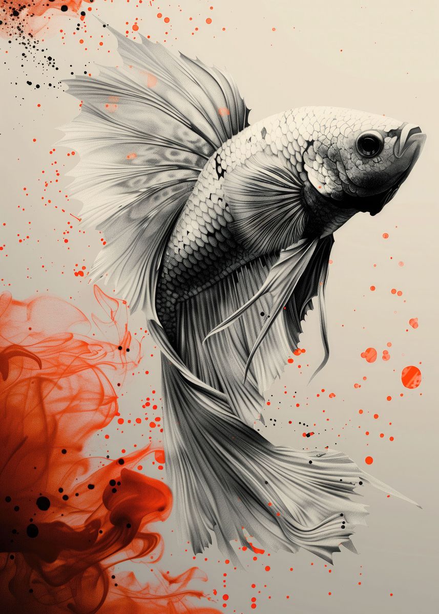 'betta fish poster' Poster, picture, metal print, paint by Artsynth ...