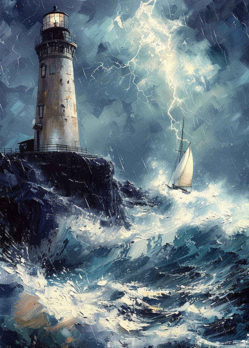 'Maelstrom lighthouse' Poster, picture, metal print, paint by You ...