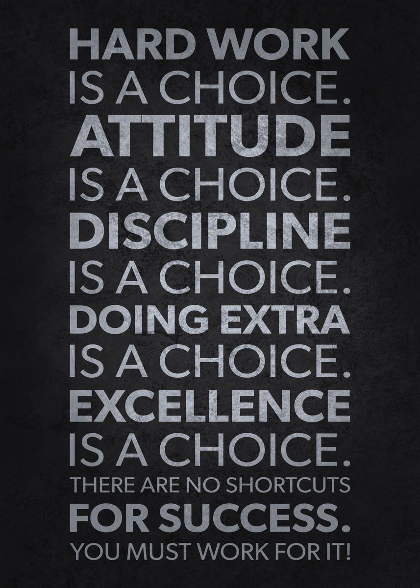 'Hard Work Is A Choice' Poster, picture, metal print, paint by GOHAN ...