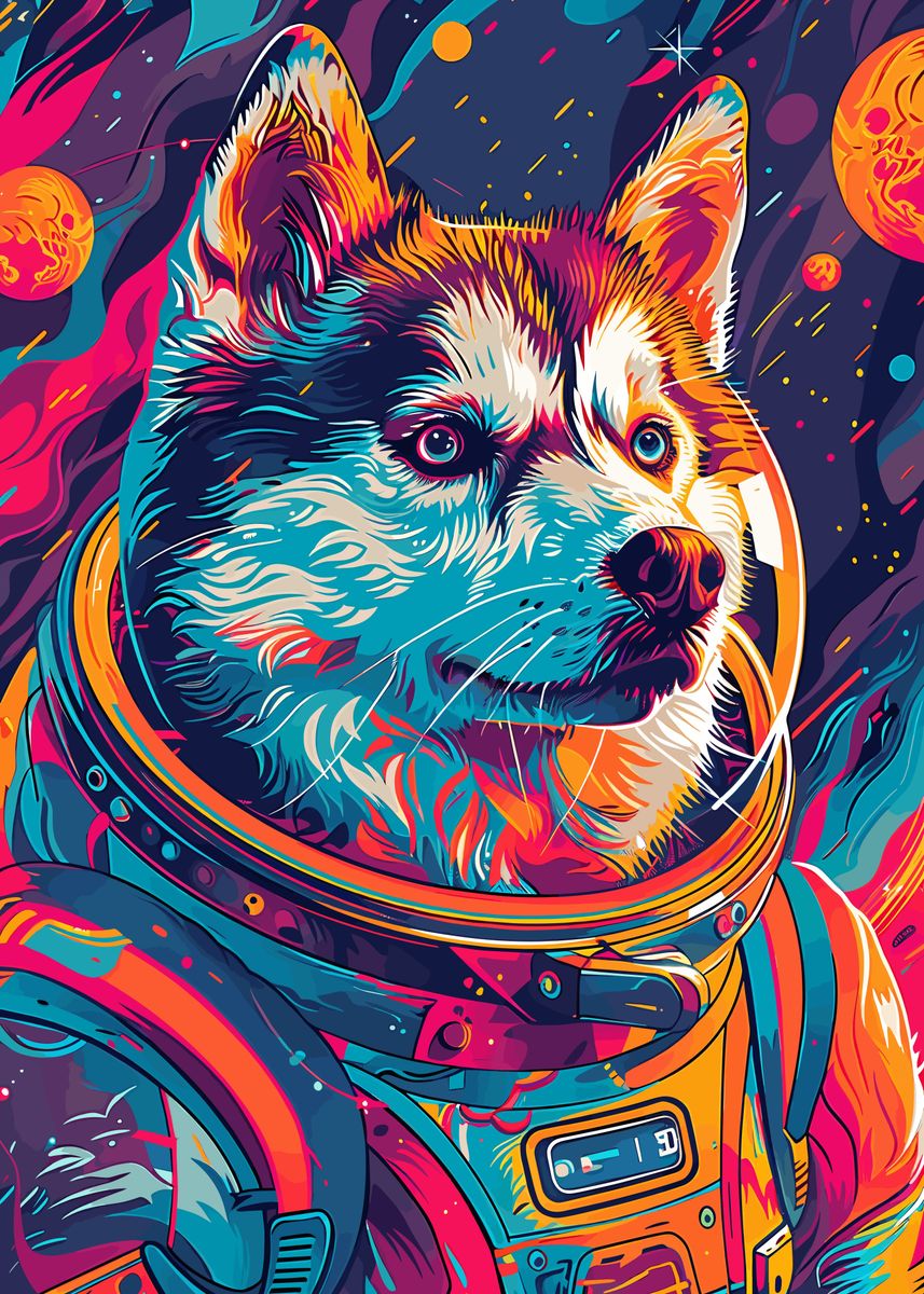'Astronaut Space Husky' Poster, picture, metal print, paint by AyrioArt ...