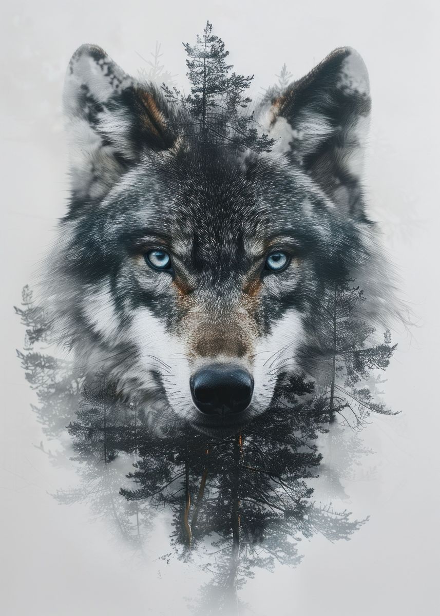 'Wolf portrait' Poster, picture, metal print, paint by Byrdyak | Displate