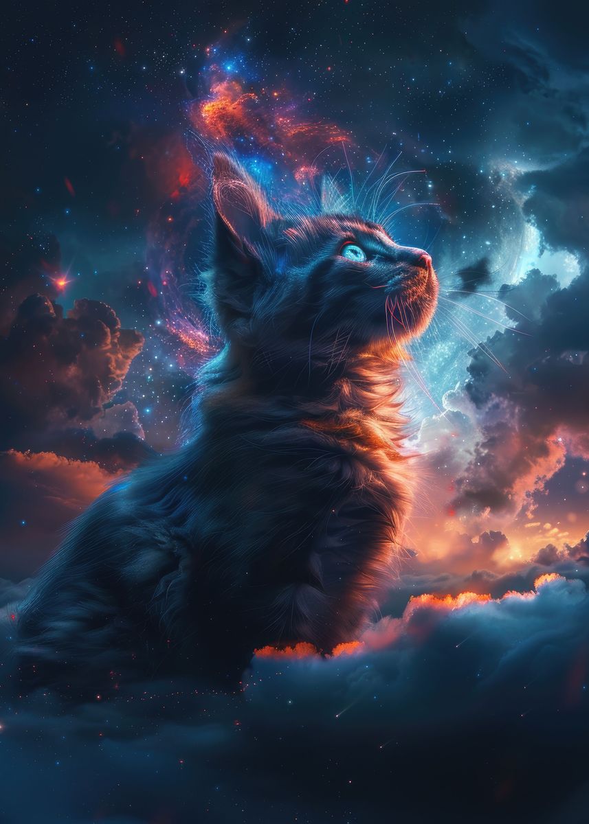 'Cosmic Kitten' Poster, picture, metal print, paint by Senja Kolesnyk ...