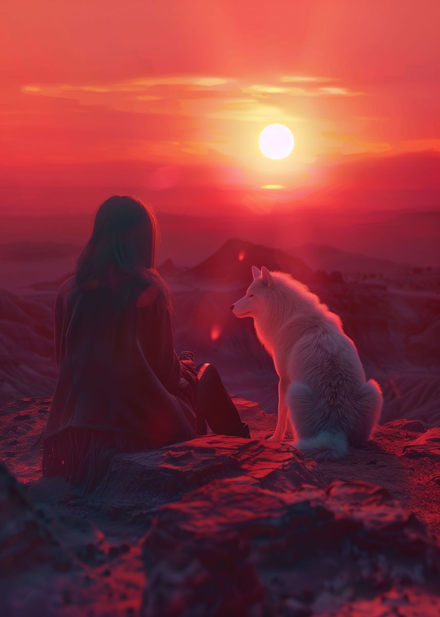 'A Woman With Her Wolf' Poster, picture, metal print, paint by Frank ...