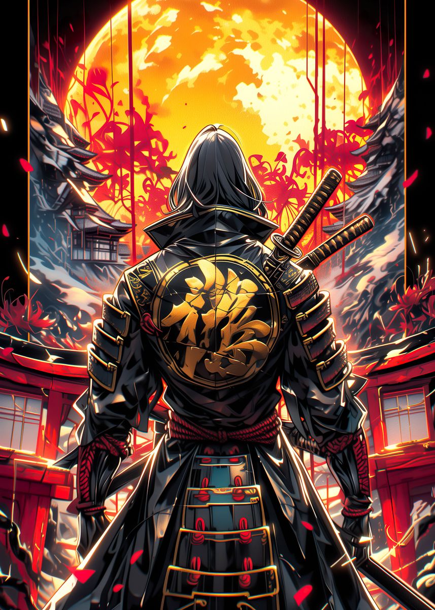 'Golden Epic Samurai ' Poster, picture, metal print, paint by ...