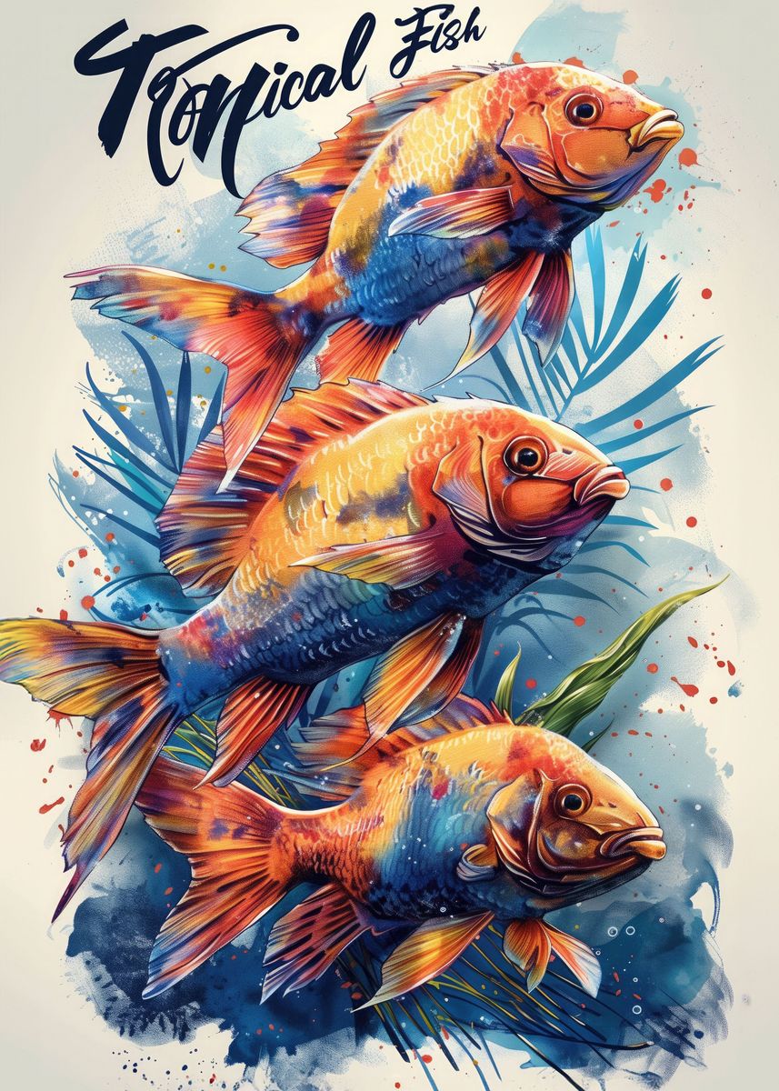 'Tropical fish poster' Poster, picture, metal print, paint by Artsynth ...