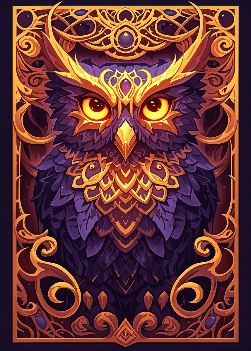 'Owl Magic Card' Poster, picture, metal print, paint by SuperNova ...
