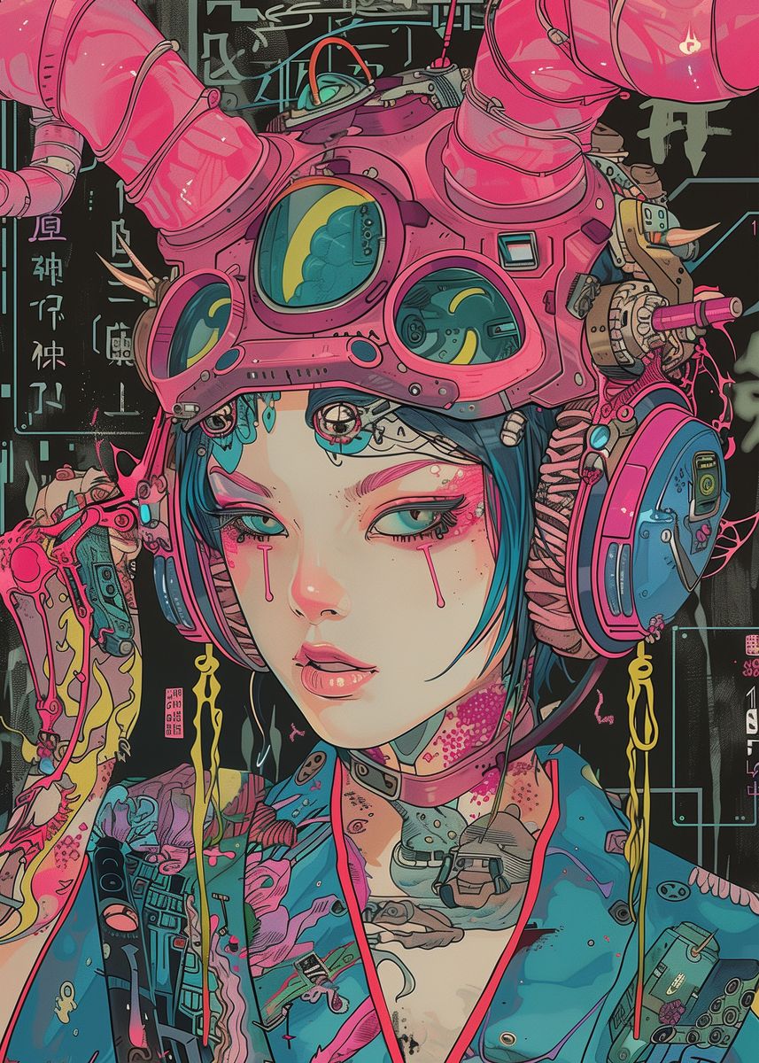 'Cyberpunk Demon Girl' Poster, picture, metal print, paint by Creative ...