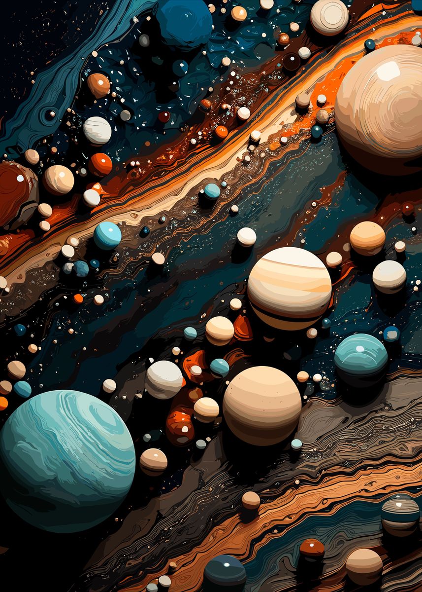 'Solar System Abstract' Poster, picture, metal print, paint by Firgiant ...