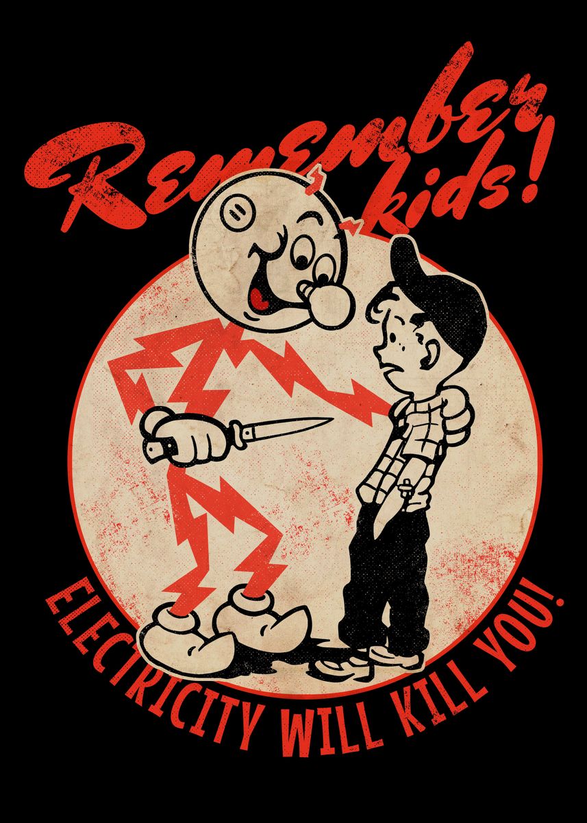 'Electricity Kills v3' Poster, picture, metal print, paint by Dalibor ...