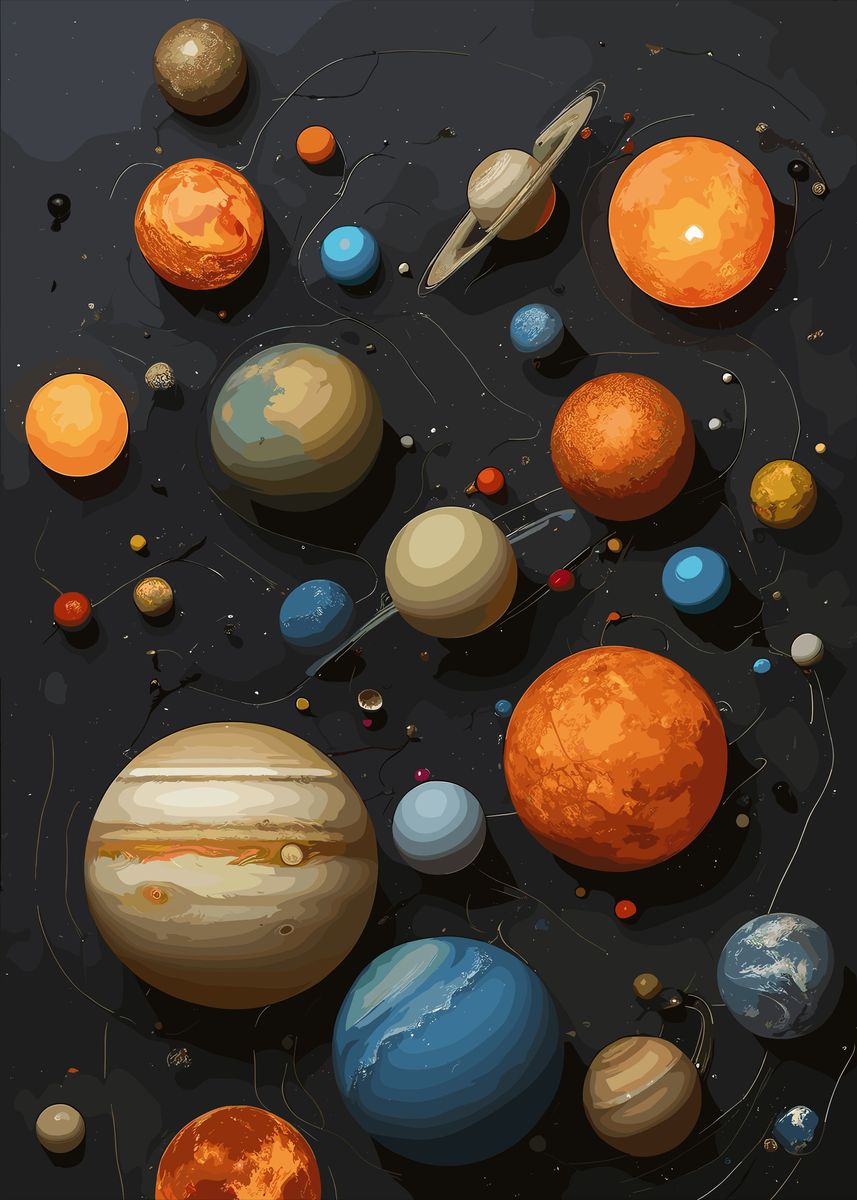 'Galaxy Planets' Poster, picture, metal print, paint by Firgiant ...