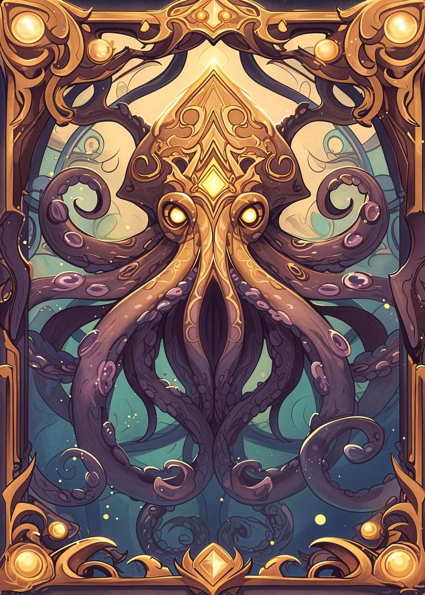 'Kraken Magic Card' Poster, picture, metal print, paint by SuperNova ...