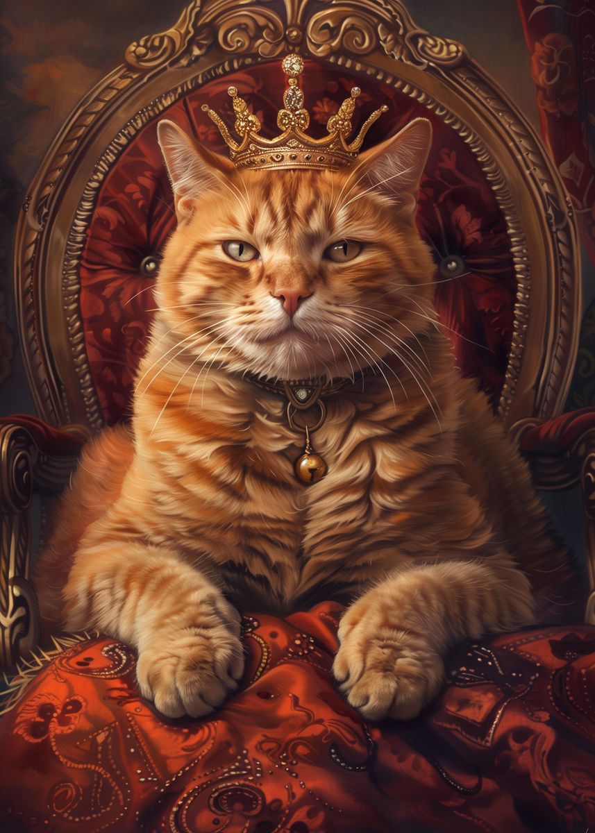 'Cat Queen Crown Throne' Poster, picture, metal print, paint by ...