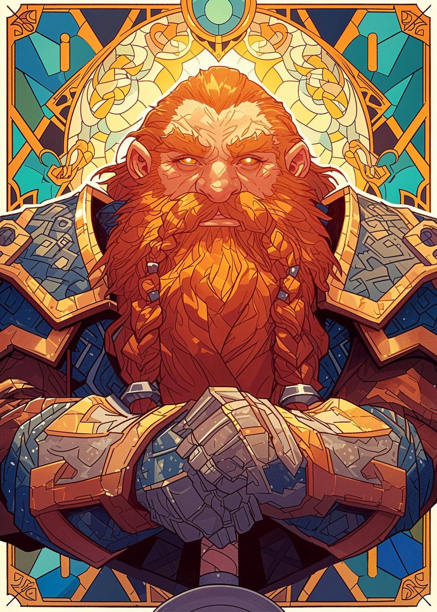 'Dwarf Warrior Magic Card' Poster, picture, metal print, paint by ...