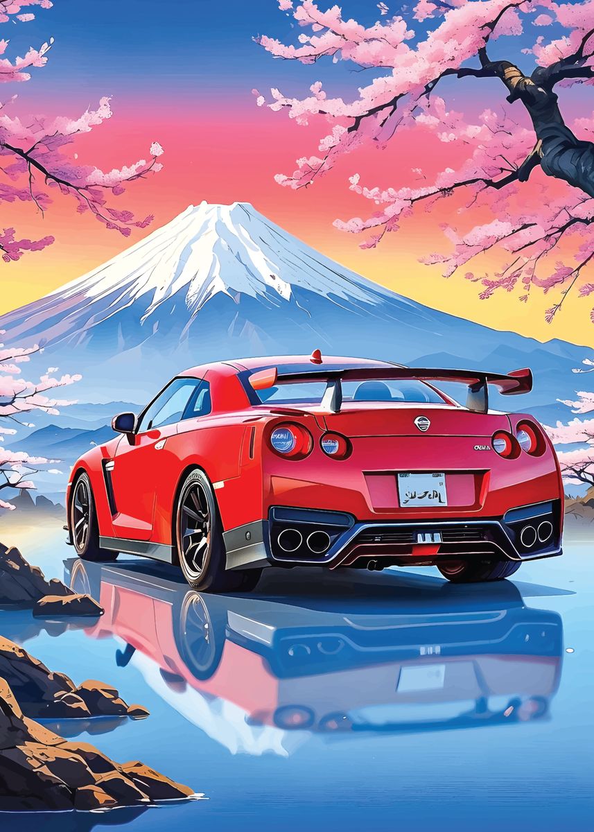 'Nissan GTR R35 Sakura' Poster, picture, metal print, paint by ALEX ...