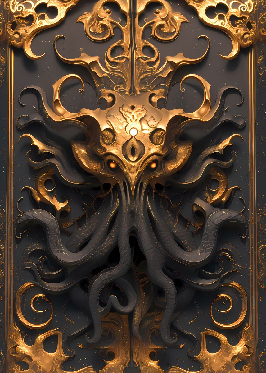 'Devil Golden Cthulhu' Poster, picture, metal print, paint by Luong ...