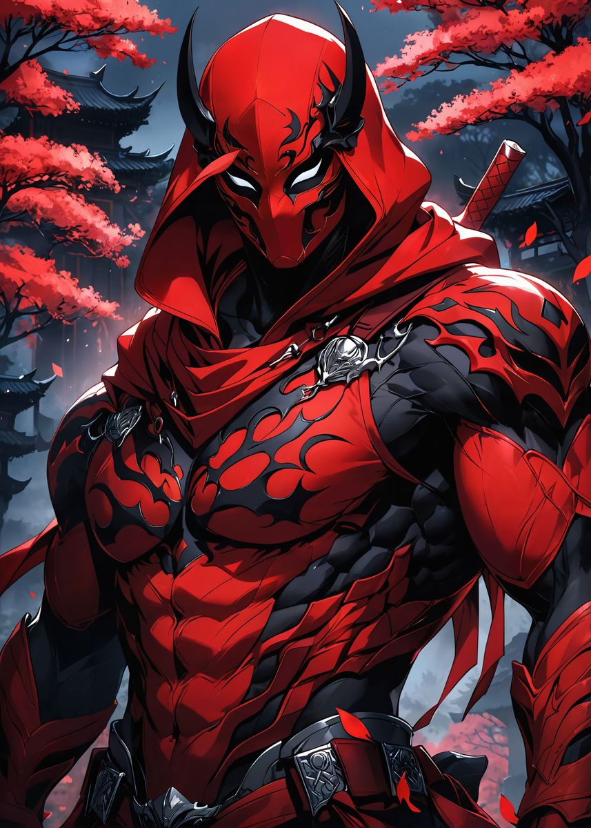 'red ninja' Poster, picture, metal print, paint by aigoar | Displate