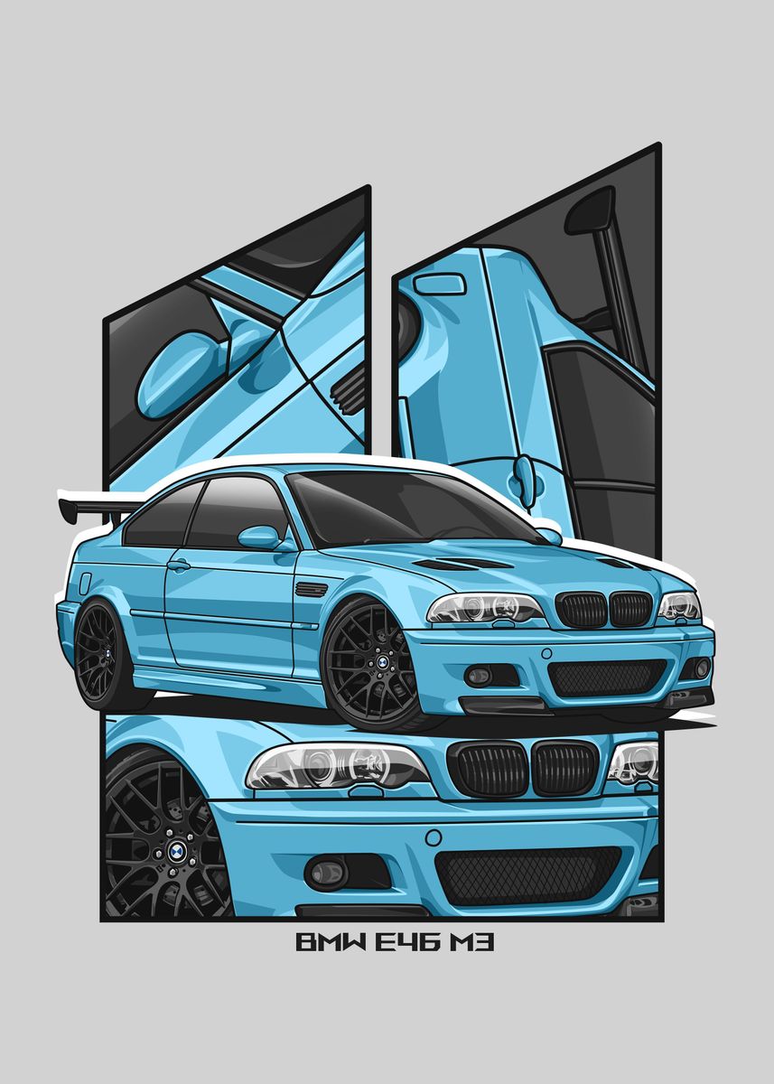 'BMW E46 M3 cyan' Poster, picture, metal print, paint by capture art ...