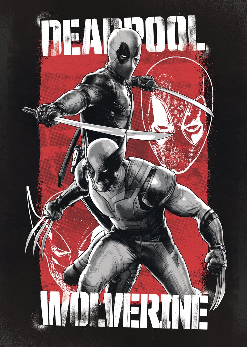 'D & W Black White Red' Poster, picture, metal print, paint by Marvel ...