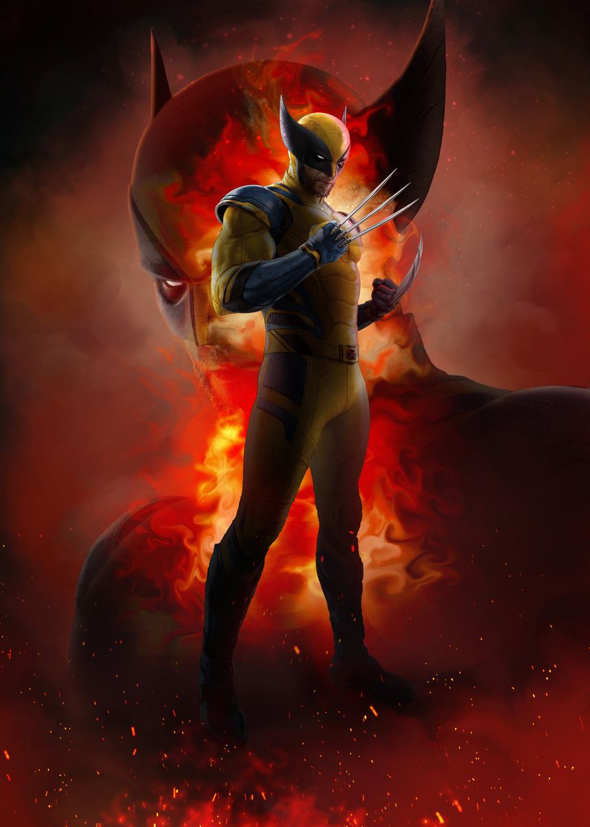 'Fiery Double Wolverine' Poster, picture, metal print, paint by Marvel ...