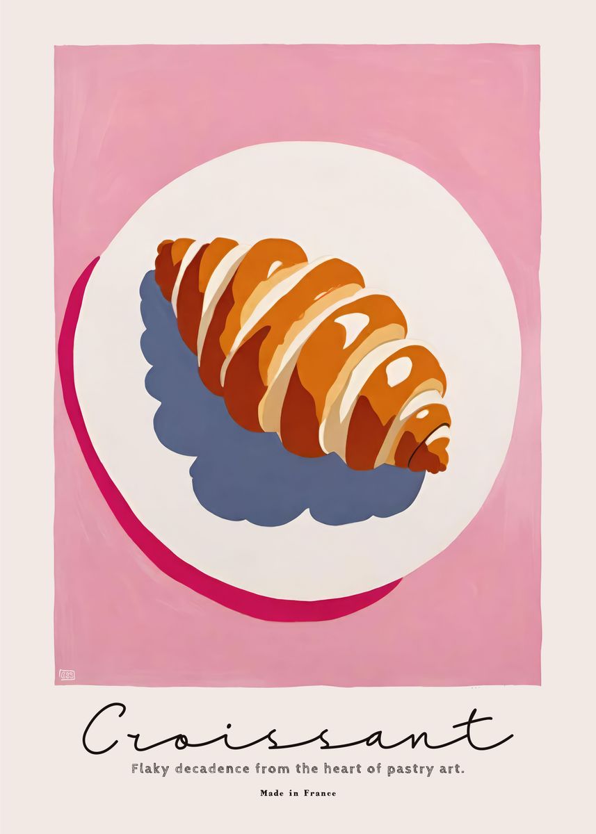 'French Croissant Poster' Poster, picture, metal print, paint by ...