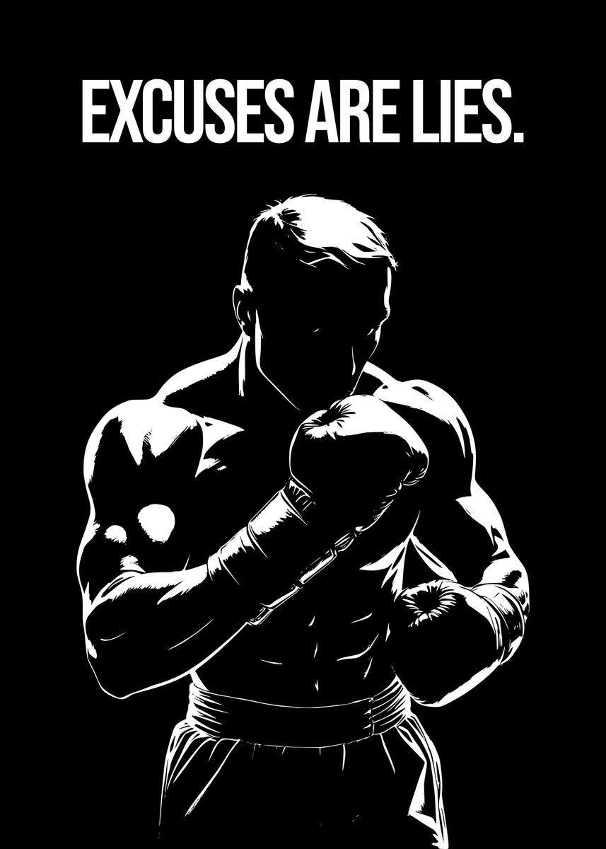 'Excuses Are lies Boxing' Poster, picture, metal print, paint by ...