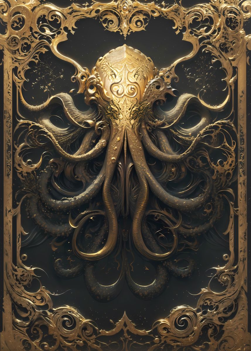 'Golden Cthulhu Art Deco' Poster, picture, metal print, paint by Luong ...