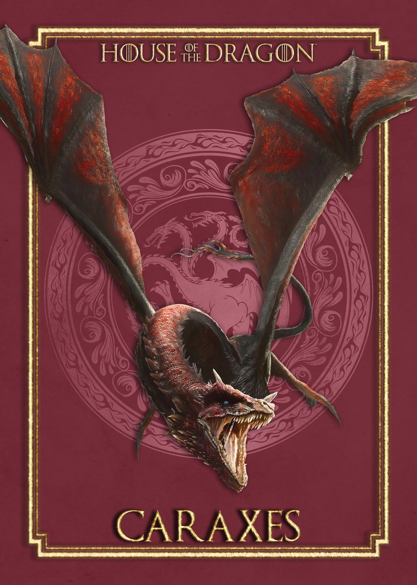'Caraxes' Poster, picture, metal print, paint by House of the Dragon ...