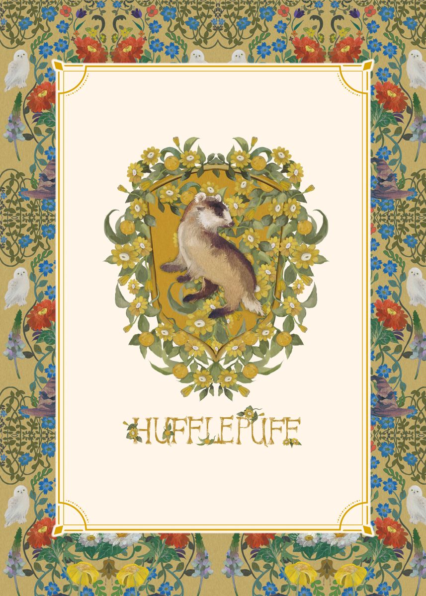 'Hufflepuff Floral' Poster, picture, metal print, paint by Wizarding ...