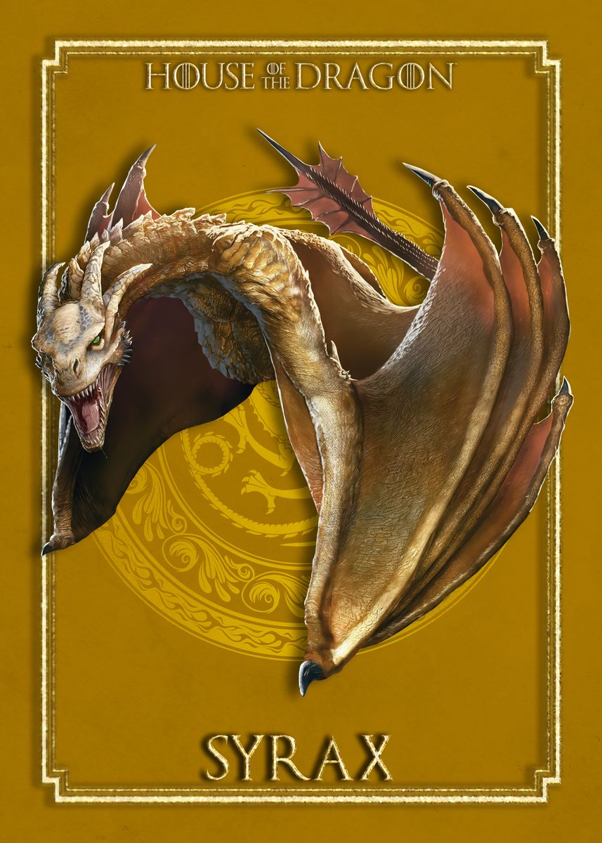 'Syrax' Poster, picture, metal print, paint by House of the Dragon ...