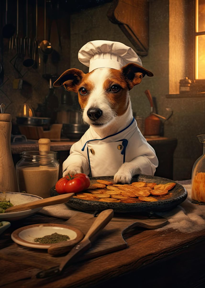 'Jack Russell Terrier Chef' Poster, picture, metal print, paint by ...