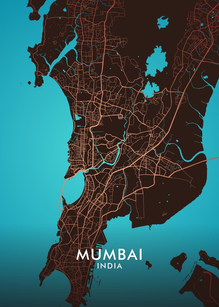 'Mumbai City Map' Poster, picture, metal print, paint by Miracle Studio ...
